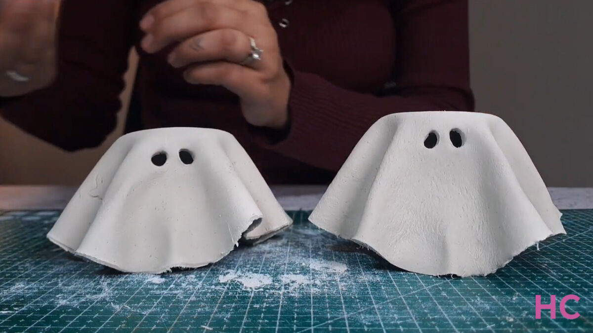 DIY Ghost Tealight Clay Candleholders for Halloween Decoration