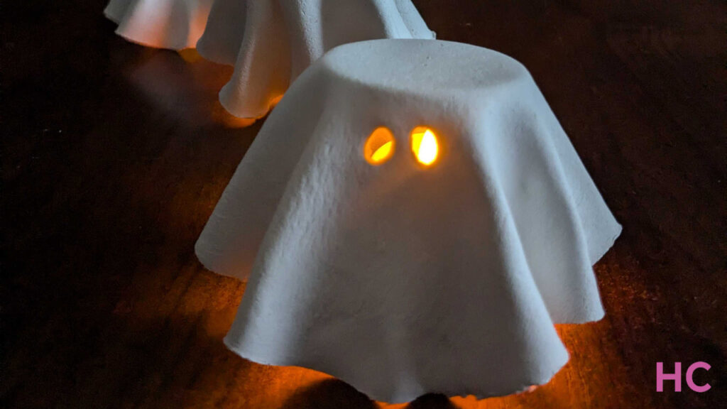DIY Ghost Tealight Clay Candleholders for Halloween Decoration