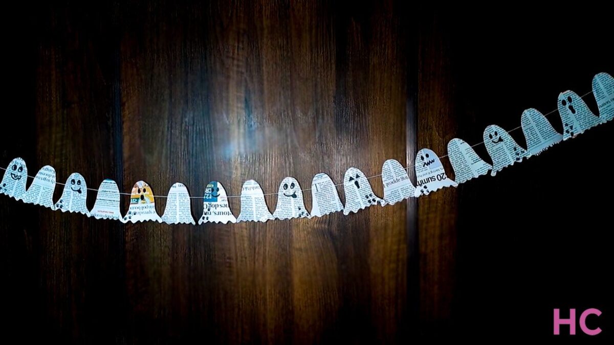 This Last-Minute Newspaper Ghost Garland is Effortless to Make