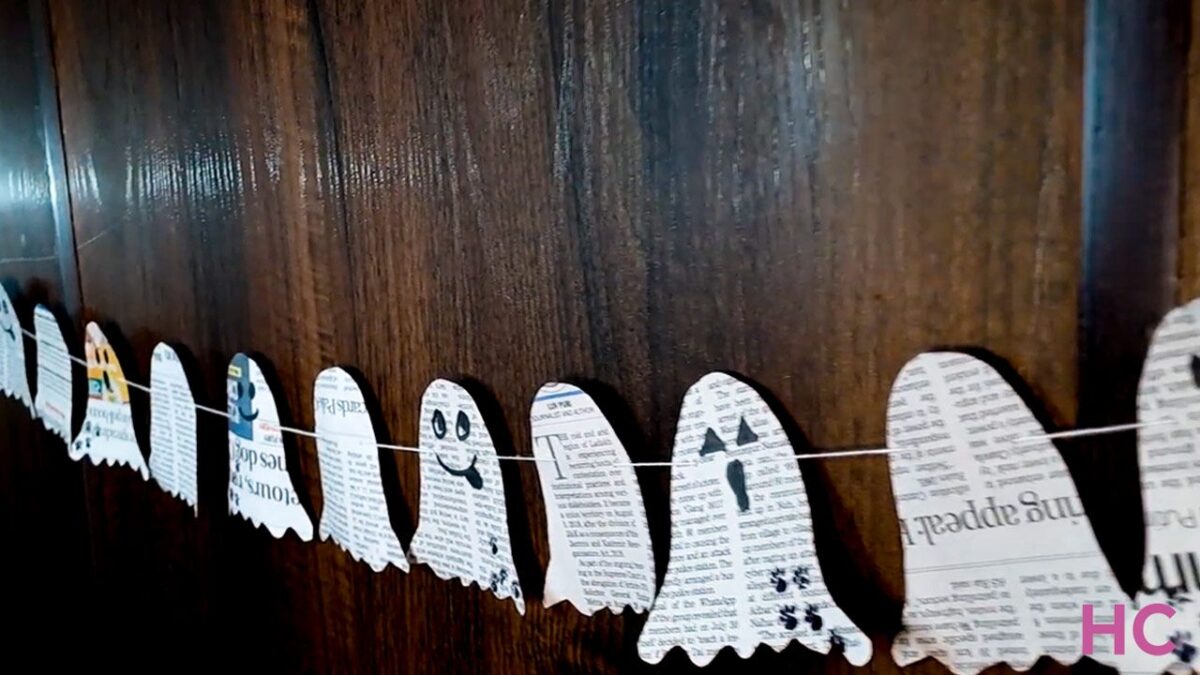 This Last-Minute Newspaper Ghost Garland is Effortless to Make