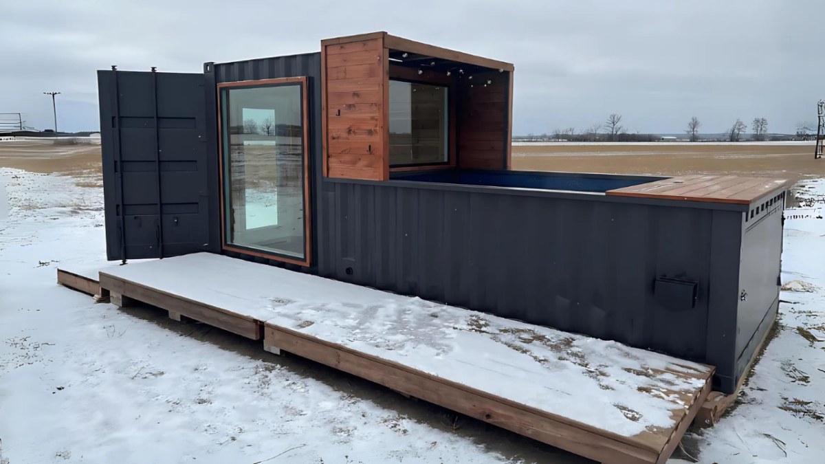 This Shipping Container Sauna is Also Pool for Hot or Cold Plunges
