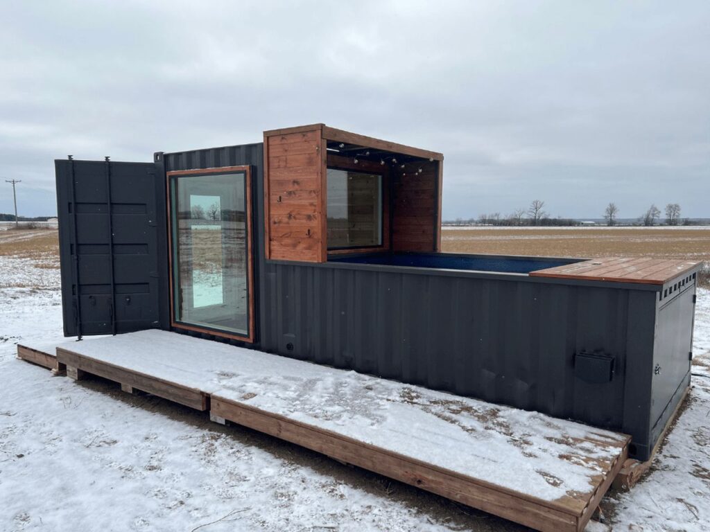 This Shipping Container Sauna is Also Pool for Hot or Cold Plunges