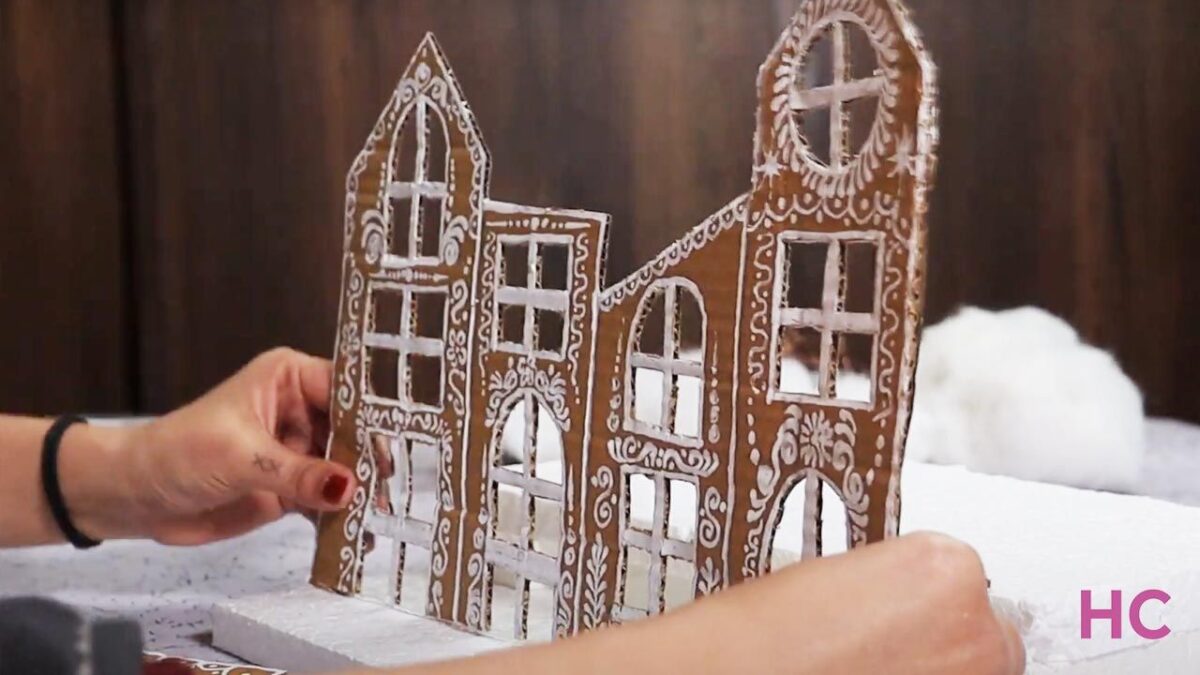 This Cardboard Gingerbread House Display is Fun Christmas Craft