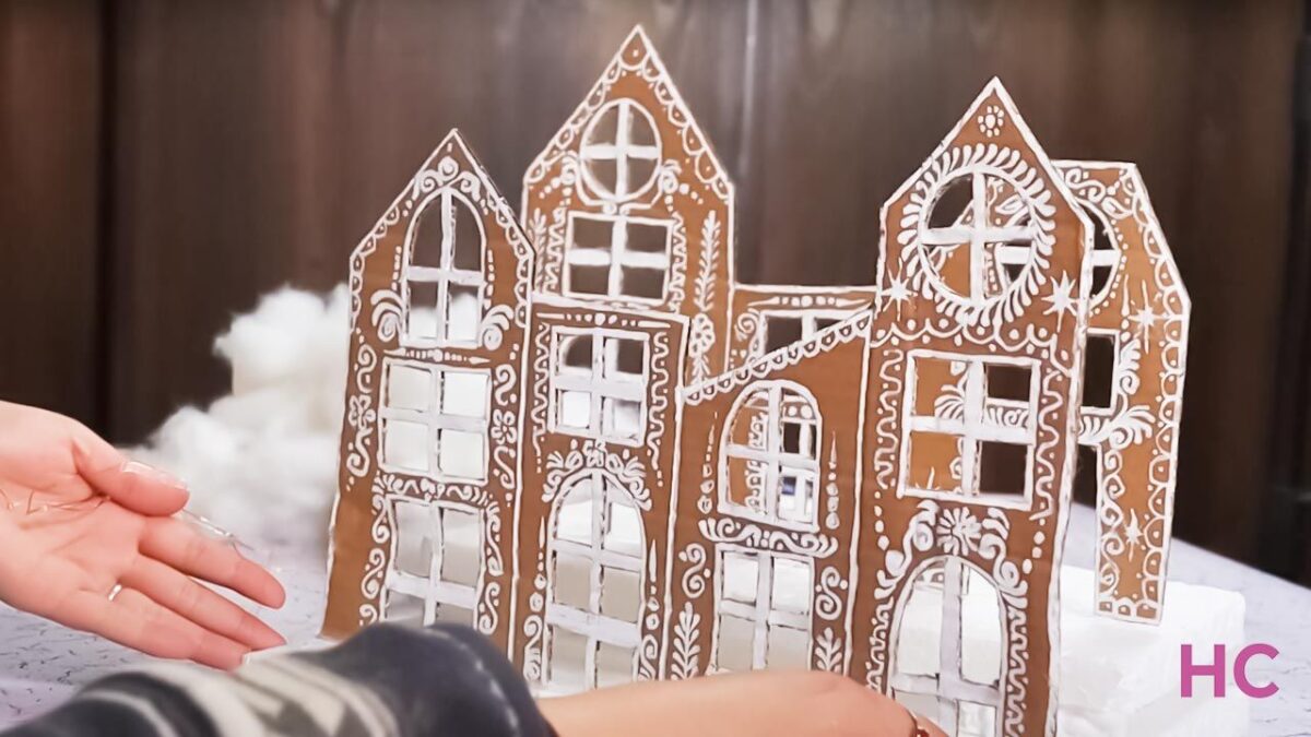 This Cardboard Gingerbread House Display is Fun Christmas Craft