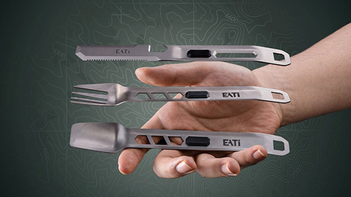 Magnetic Titanium Spoon, Fork, & Knife Set Does Dozen Tasks