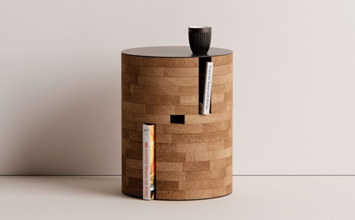 Swivel Side Table Rotates Open Its Storage for Convenient Access