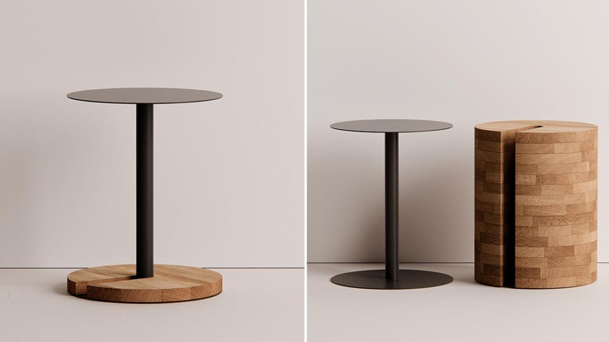 Swivel Side Table Rotates Open Its Storage for Convenient Access