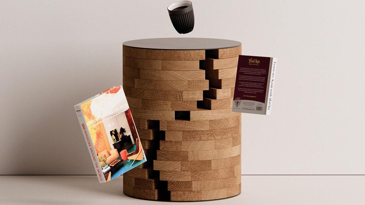 Swivel Side Table Rotates Open Its Storage for Convenient Access
