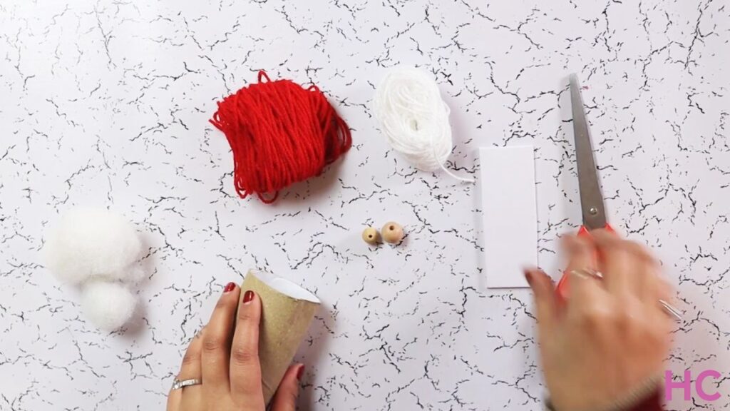 DIY Mini Gnome Christmas Ornament With Toilet Paper Tube, Yarn