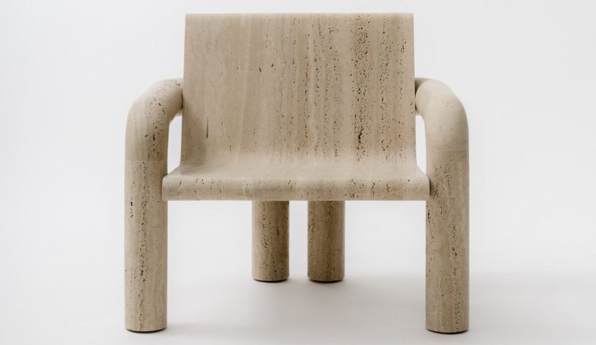 Tibur Furniture Collection is Carved from Italian Travertine Blocks
