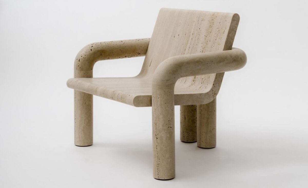 Tibur Furniture Collection is Carved from Italian Travertine Blocks