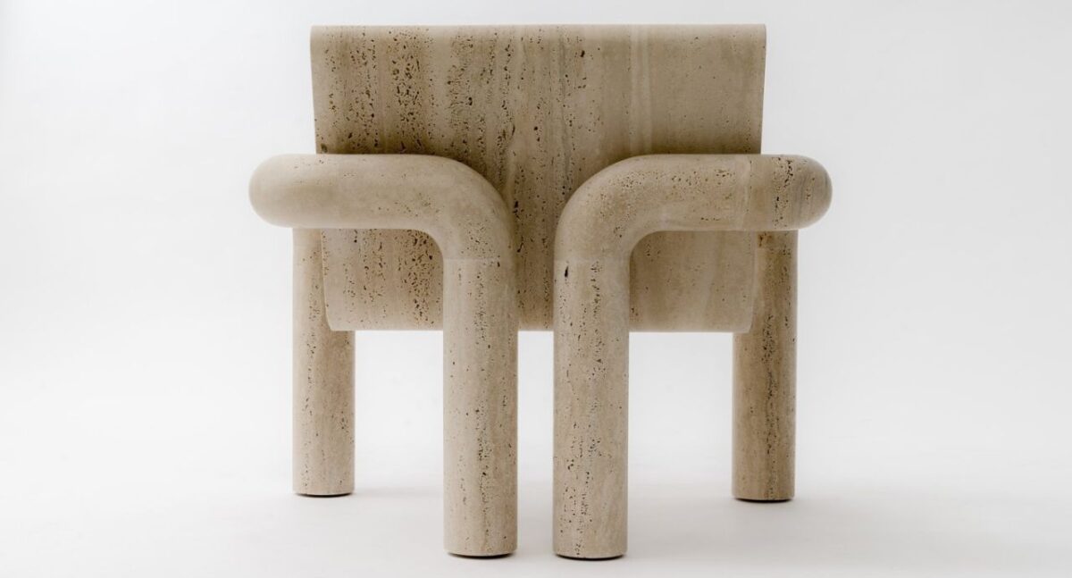 Tibur Furniture Collection is Carved from Italian Travertine Blocks