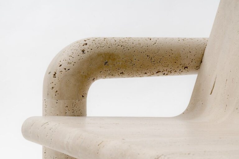 Tibur Furniture Collection is Carved from Italian Travertine Blocks