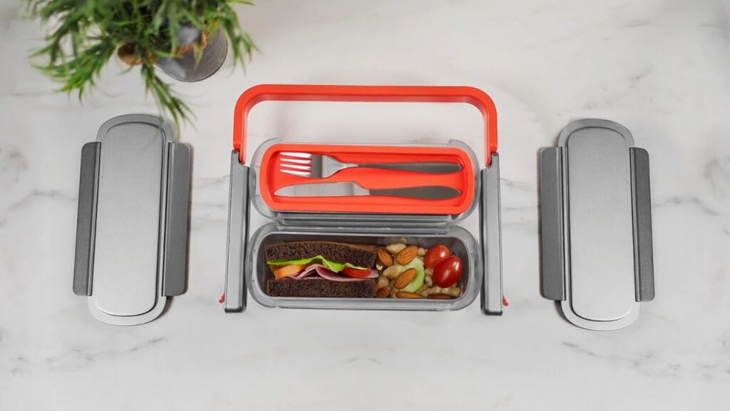 Vertical LunchBox has Self-Orienting Design, Removable Containers
