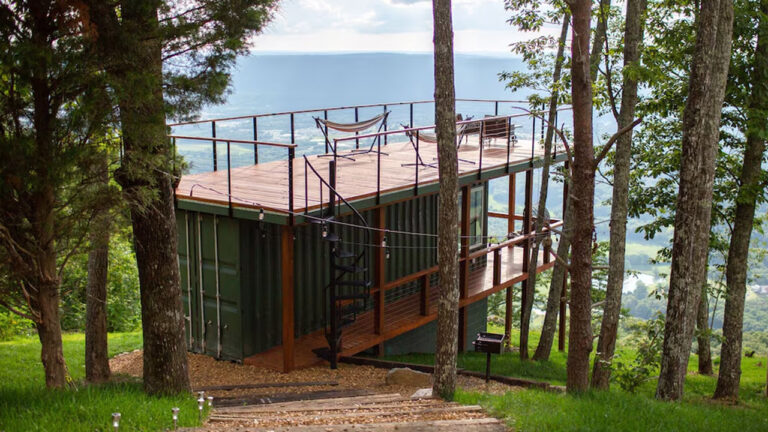 Cloud 9 Shipping Container Airbnb has Rooftop Deck, Scenic Views