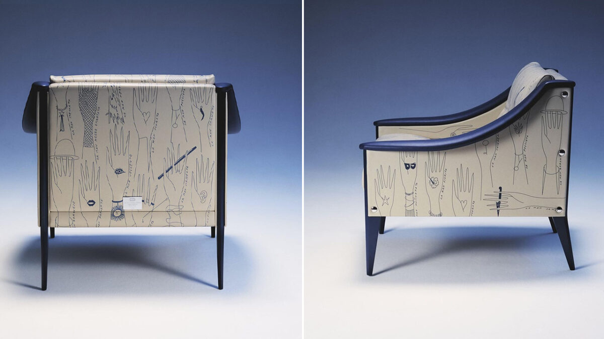 Gio Ponti Dezza Armchair in Limited-Edition With Hand Illustrations
