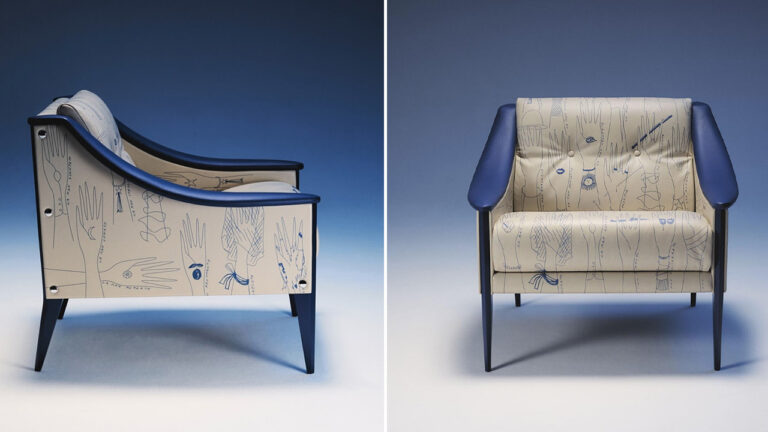Gio Ponti Dezza Armchair in Limited-Edition With Hand Illustrations