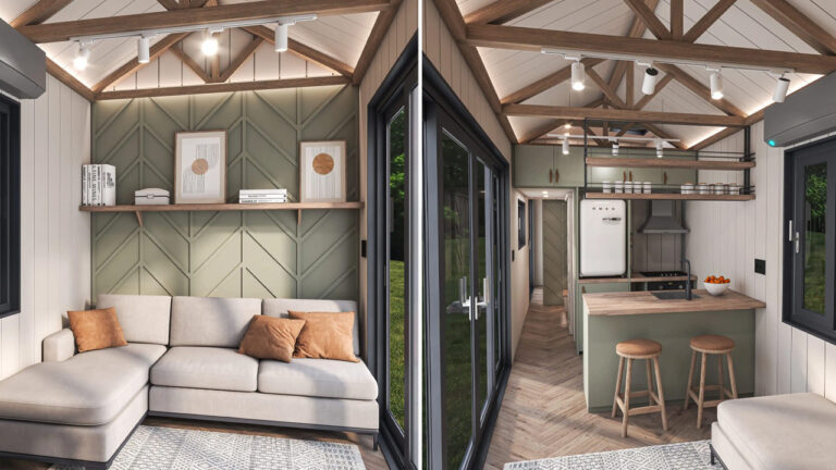 Two-Bedroom Ruby Tiny House Offers Indoor-Outdoor Connectivity