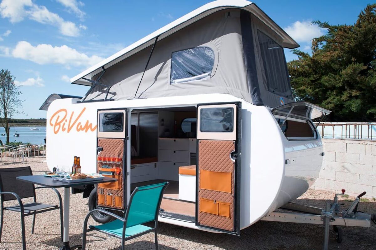 Bivan Campervan Trailer Sleeps Four People in Compact Interior