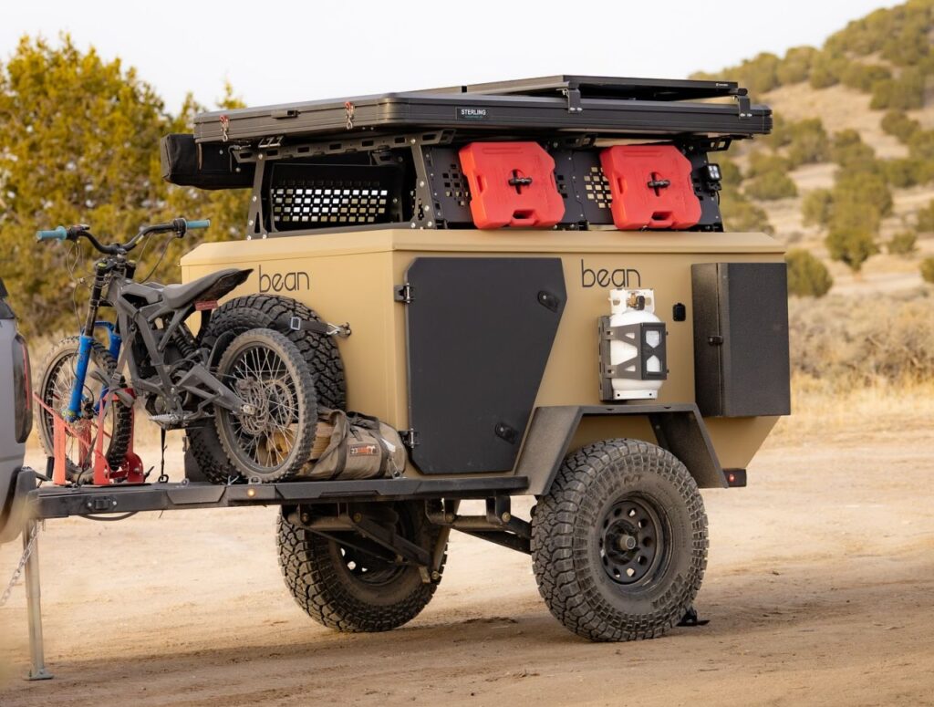 Bean Pod Gear Hauler Trailer Features Rooftop Tent for Sleeping