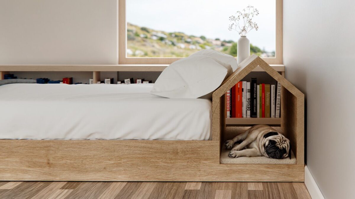 Dog Hut Bed Makes Sleeping Space for Your Pal in the Headboard