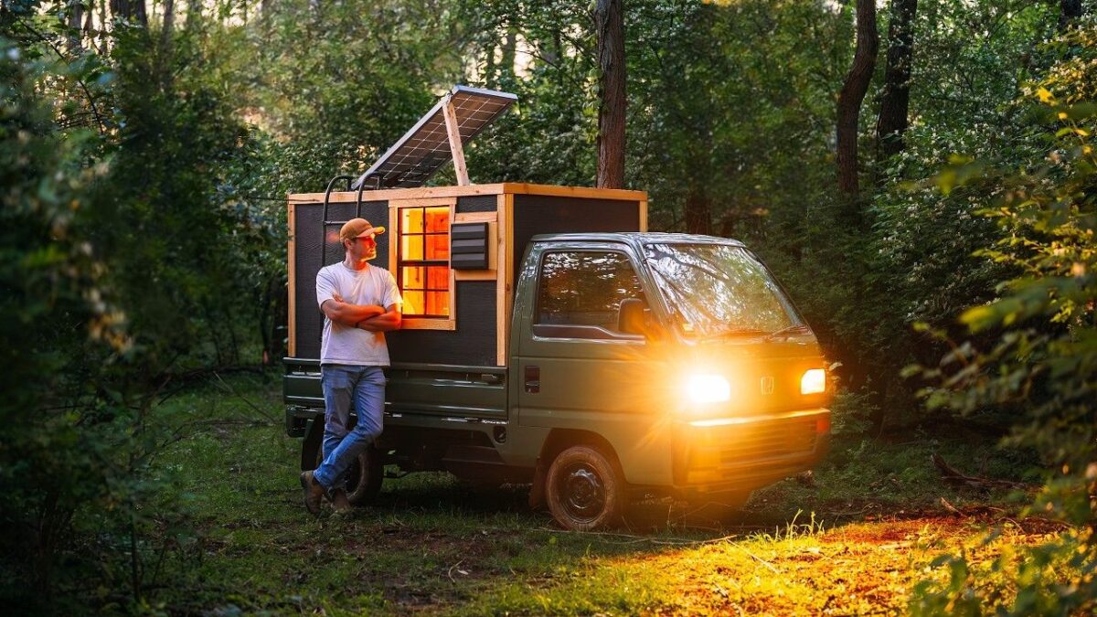 Levi Kelly DIYs World's Smallest Truck Camper Into Off-Grid Home