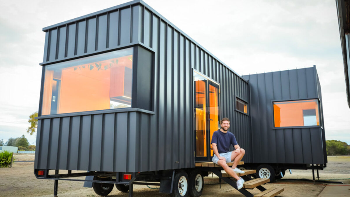 Man Builds Two-Trailer Tiny House That Splits for Transportation