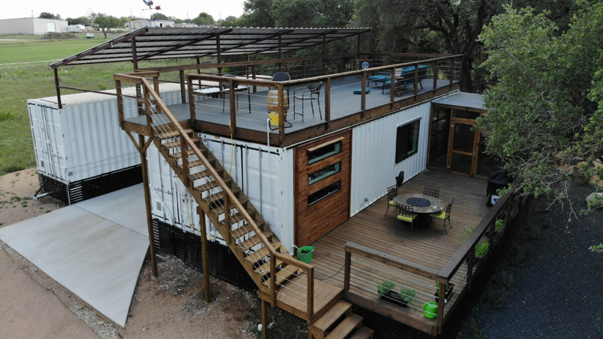 Modern Side Stack Shipping Container Home has Two Decks