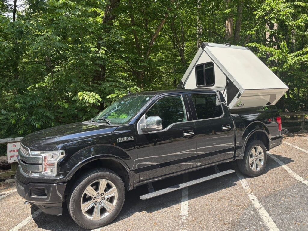 Diamond-Shaped Switchback Truck Camper Sleeps a Couple