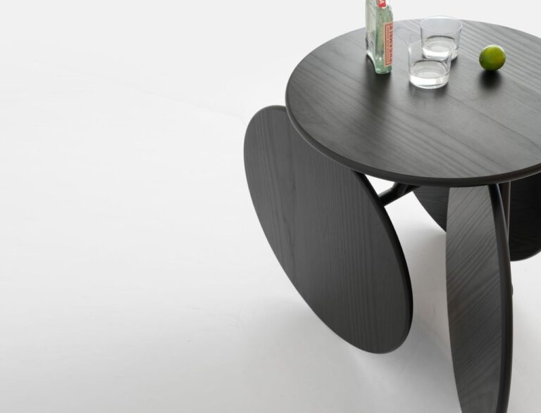 Mike & Maaike Rolly Table is Comprised of Four Wooden Wheels