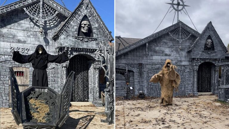 Man Builds Elaborate Haunted Manor of Evil With Huge Spiders