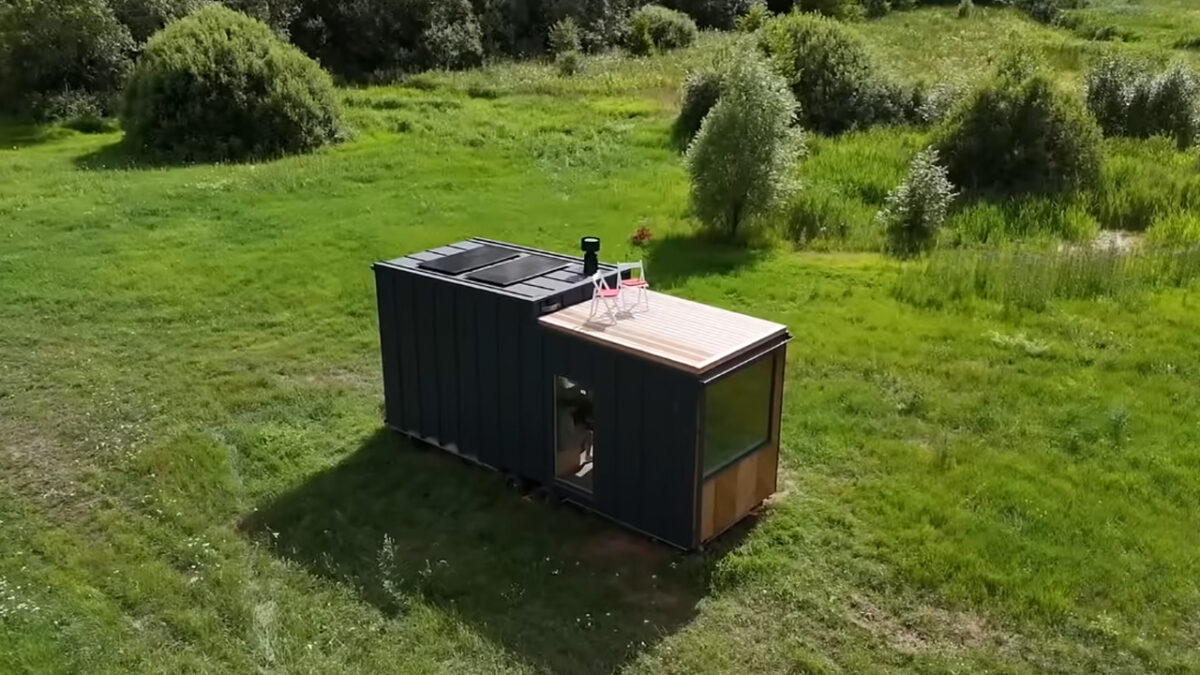 Off-Grid Baltic Tiny House has Rooftop Terrace, 2 Sleeping Stations