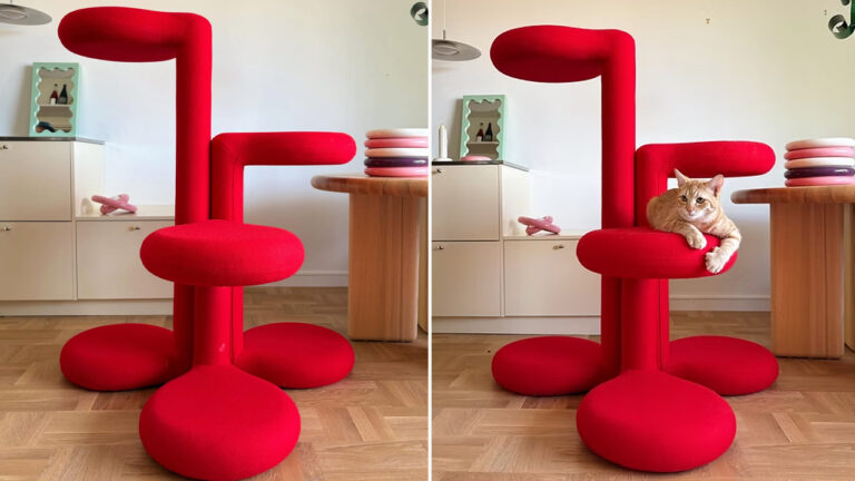 Gustaf Westman Designs Quirky Chunky Cat Tree in Bold Red